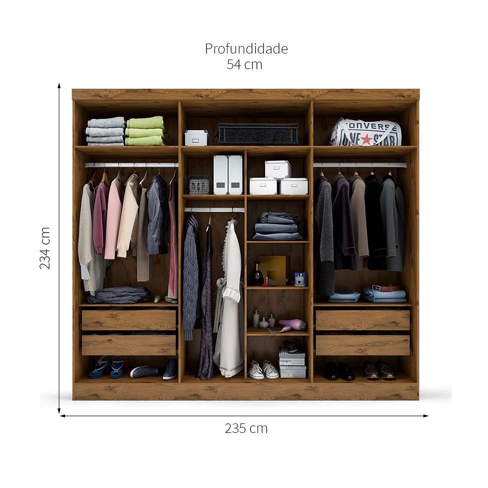 Guarda Roupa Batrol 1207 6 Portas 4 Gavetas Supreme IPE Nobre – Rede Unilar HS Móveis