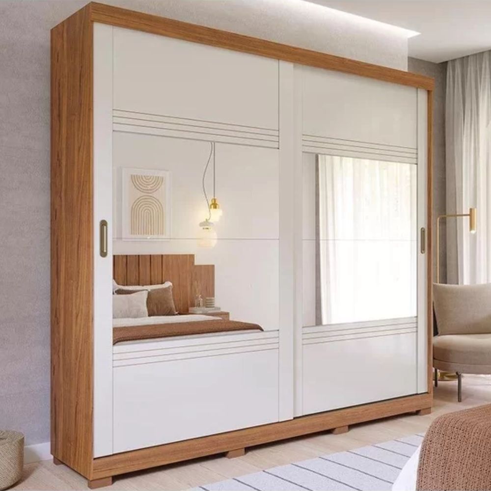 Guarda-Roupa Panan Blumenau 2 Portas Slide com Kit 2 Espelhos e com Pés ...