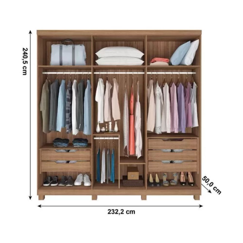 Guarda Roupa Rimo Honduras Plus 6 Portas Freijo / Off White – Rede ...