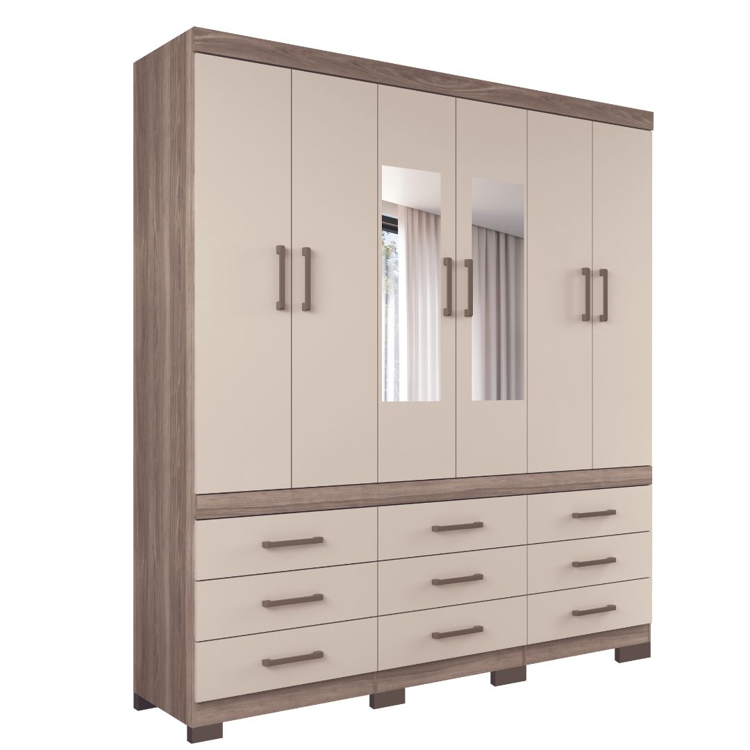 Guarda Roupa Santos Andira Star Plus 6.9 Com Espelho e Pes Cast/off ...